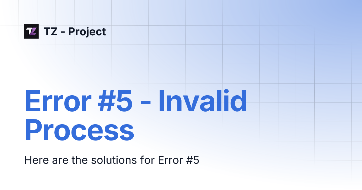 Error #5 - Invalid Process | TZ - Project